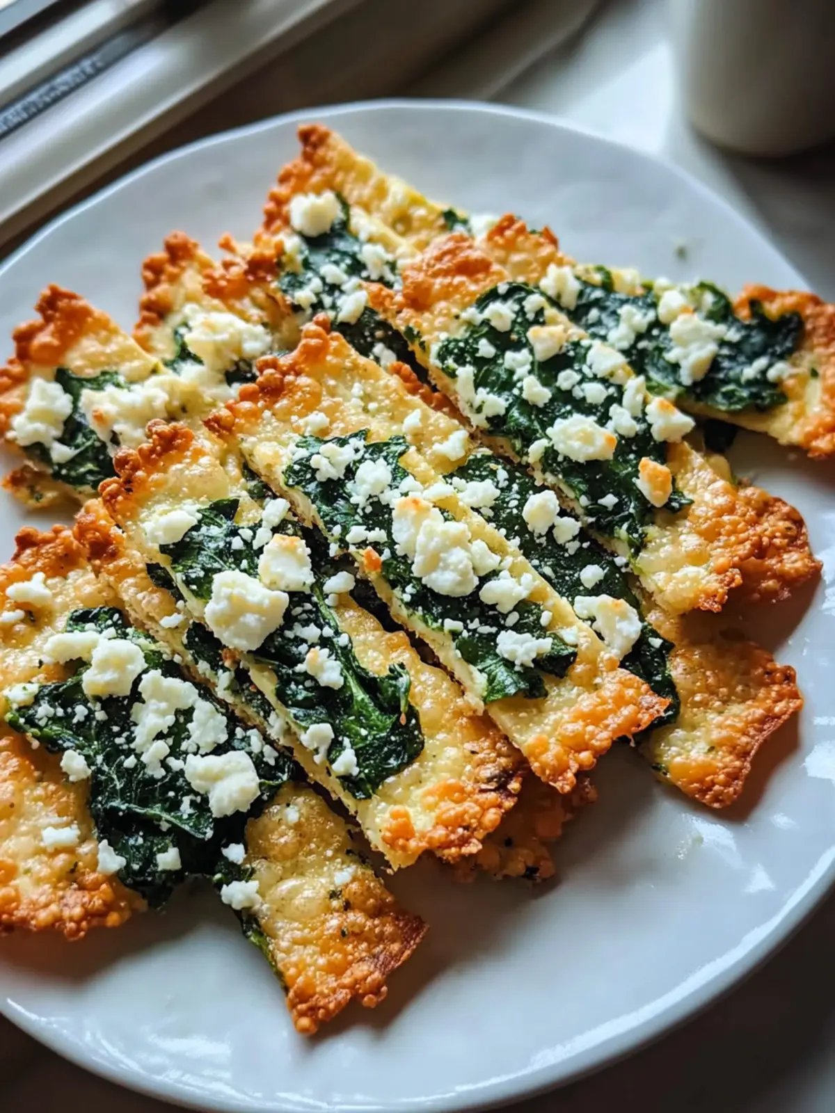Irresistible Spinach and Feta Cheese Crisps with Crispy Edges