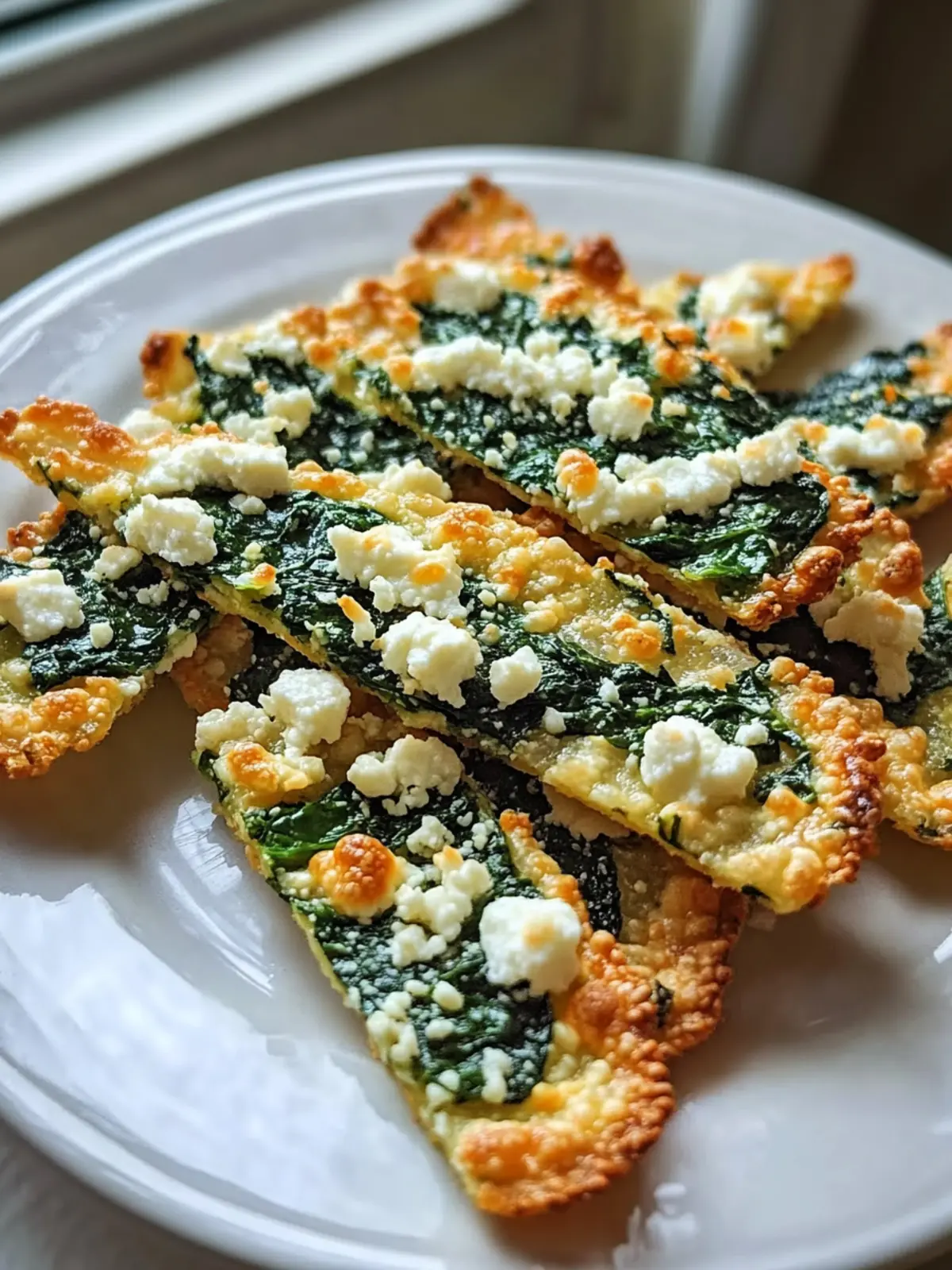 Irresistible Spinach and Feta Cheese Crisps with Crispy Edges