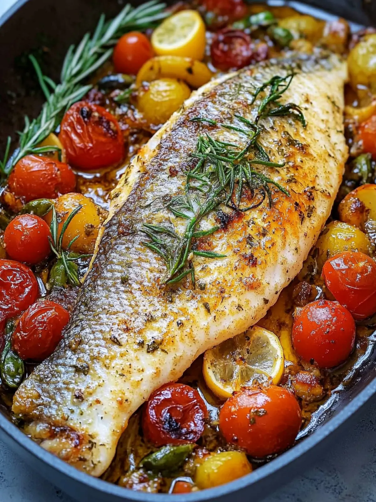 Easy Mediterranean Baked Fish with Delicious Tomatoes and Olives