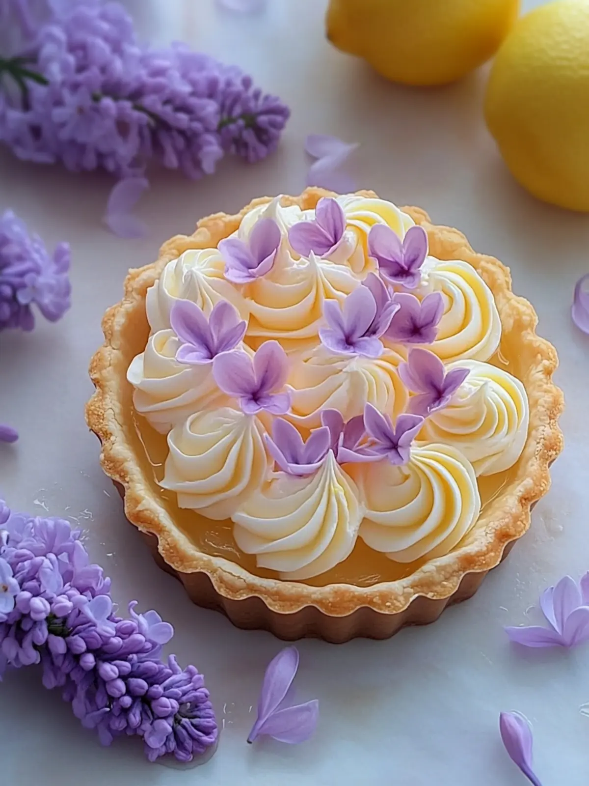 Irresistible Mini Lemon Tart with Lilac Meringue: A Delight