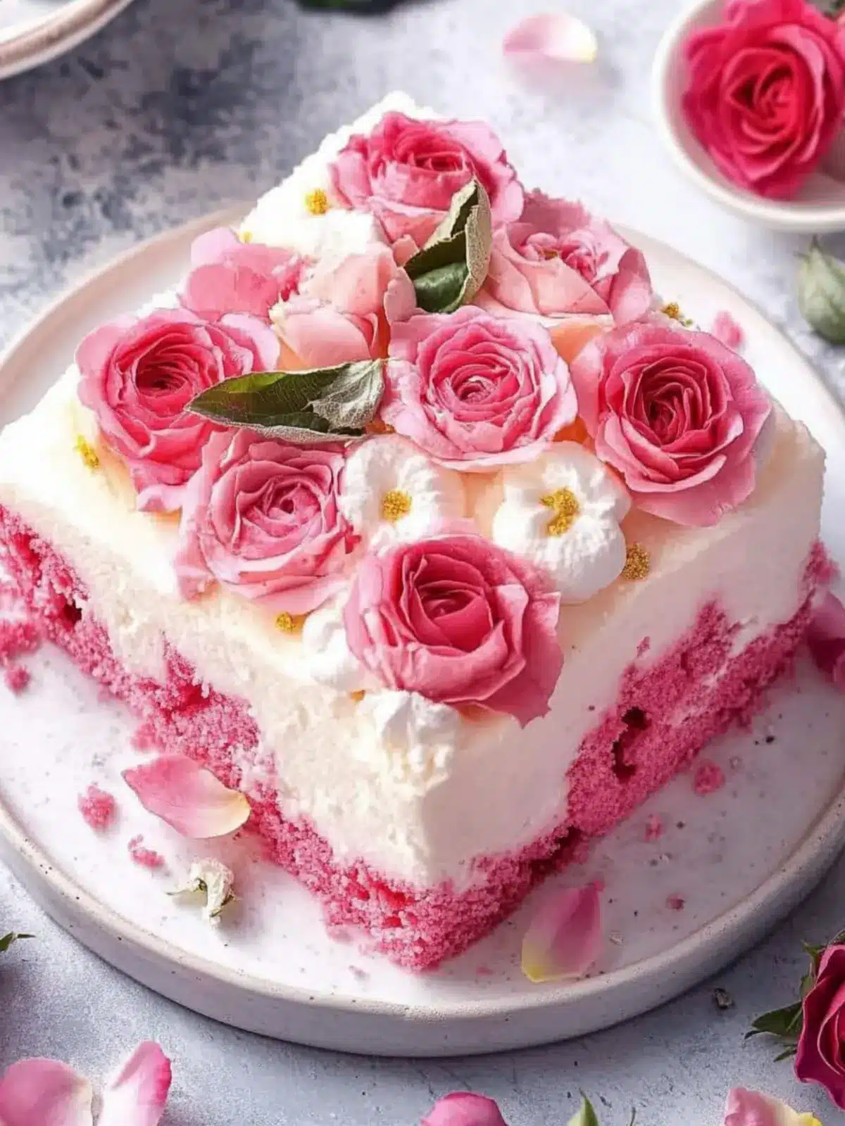 Irresistible Moist Rose Poke Cake for Romantic Moments