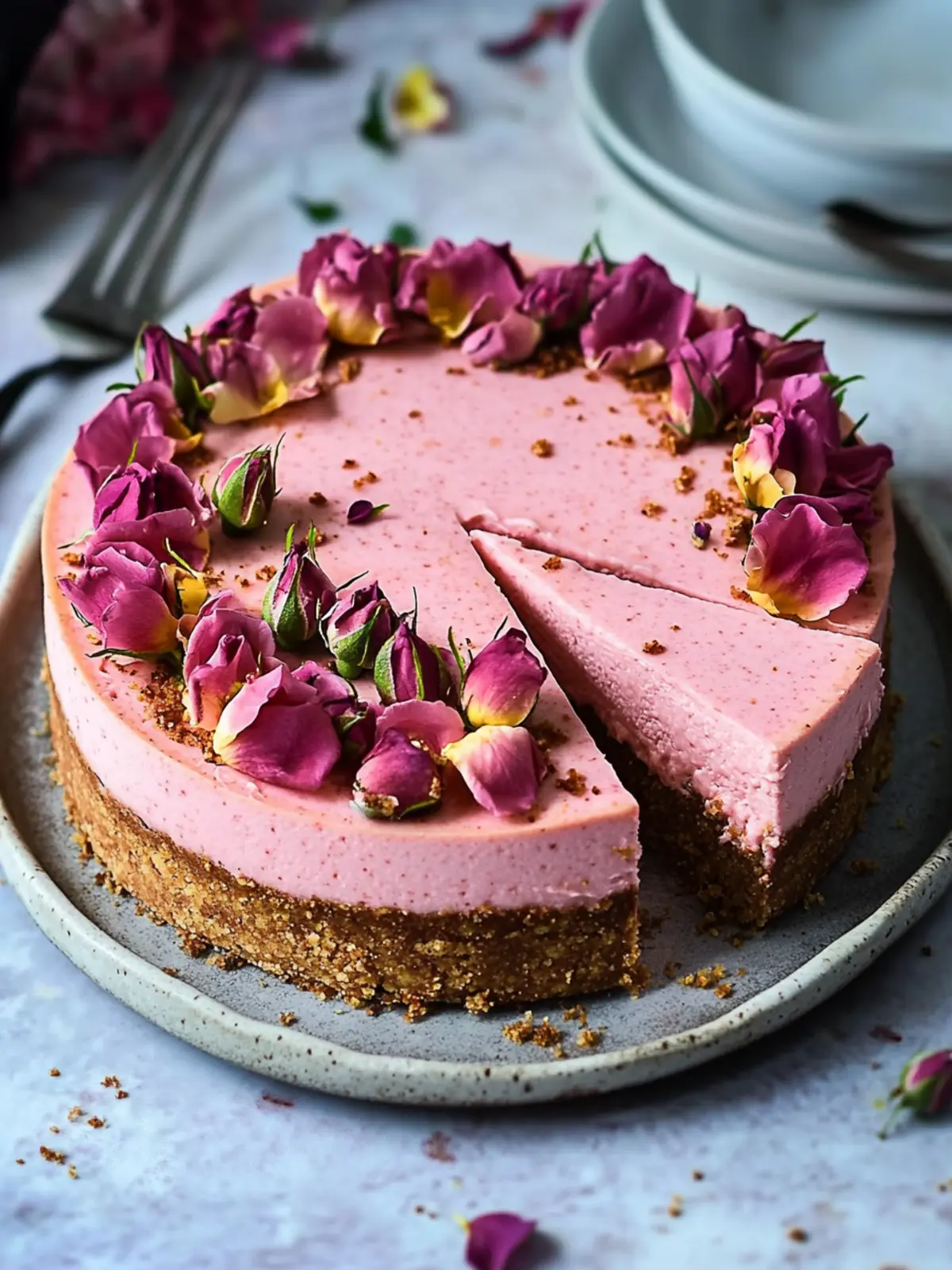 Eggless Baked Rose Cheesecake: The Irresistible Floral Delight